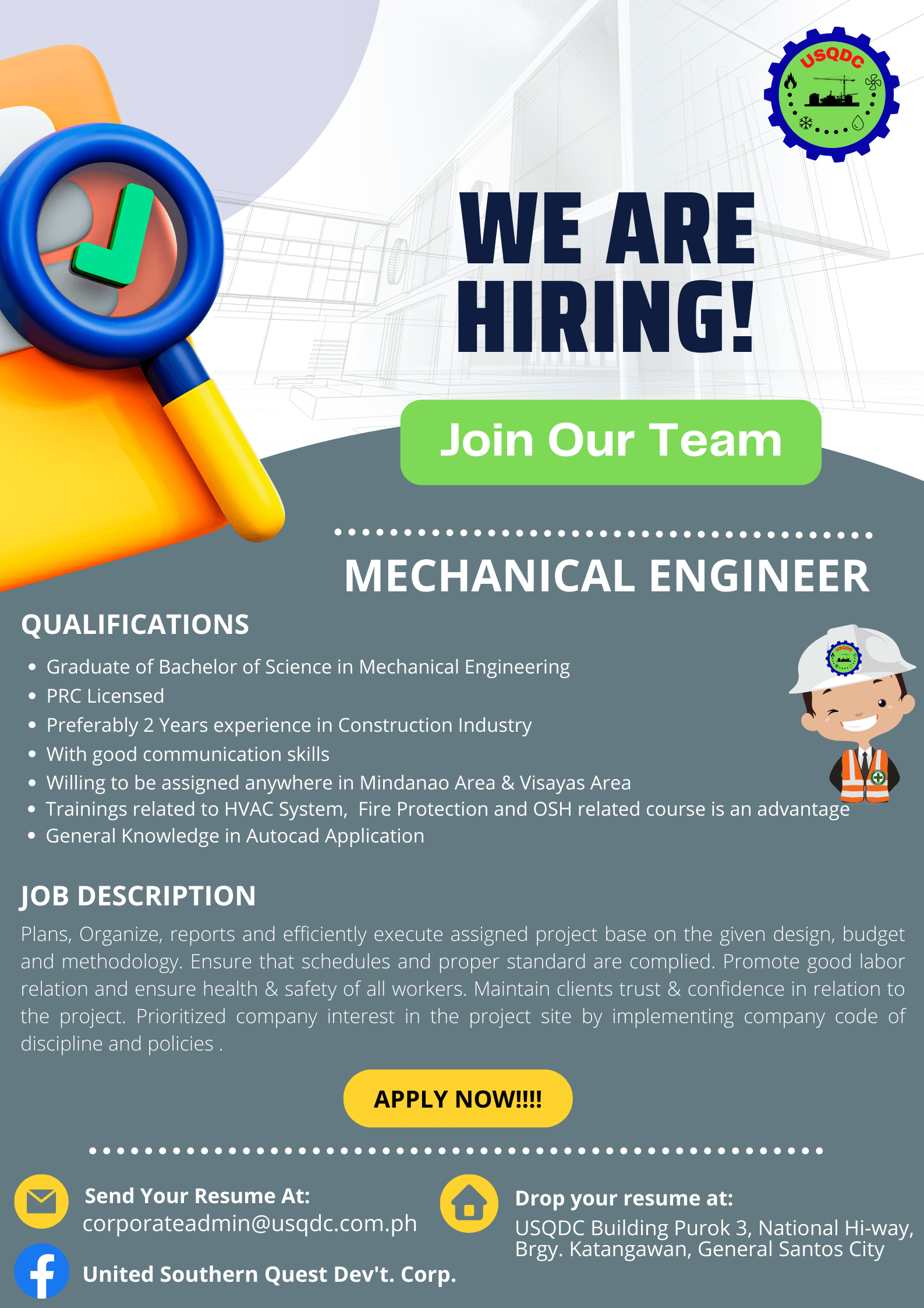 Career : Join the trusted Mechanical Contractor in the Philippines